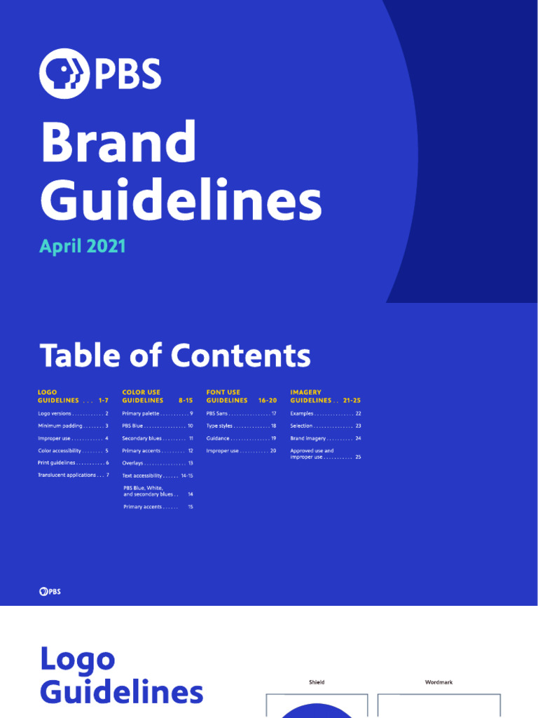 PBS Brand - Brand Use Guidelines - April 2021 | PDF | Logos | Typography