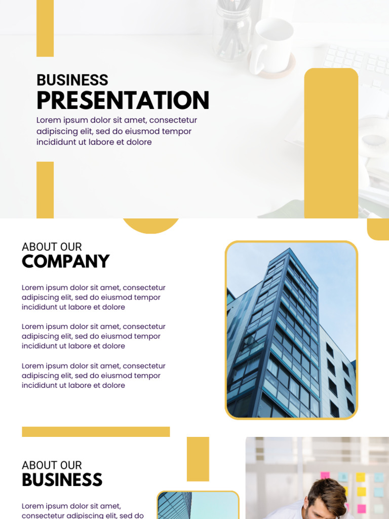 Yellow & White Company Business Presentation | PDF