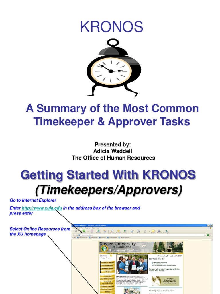 KRONOS Timekeeper & Approver Training Presentation 2009 | PDF | Online ...
