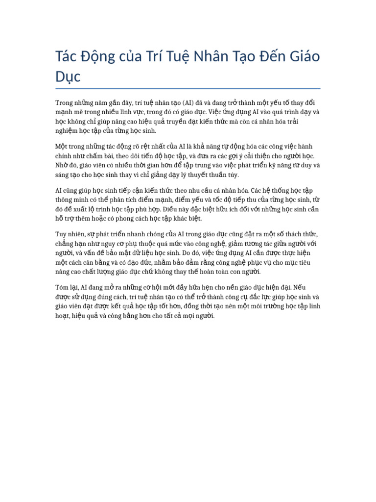 Tac Dong AI Giao Duc | PDF