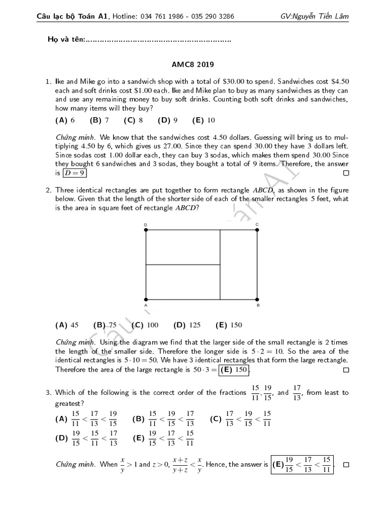 Math Problems and Solutions A1 | PDF