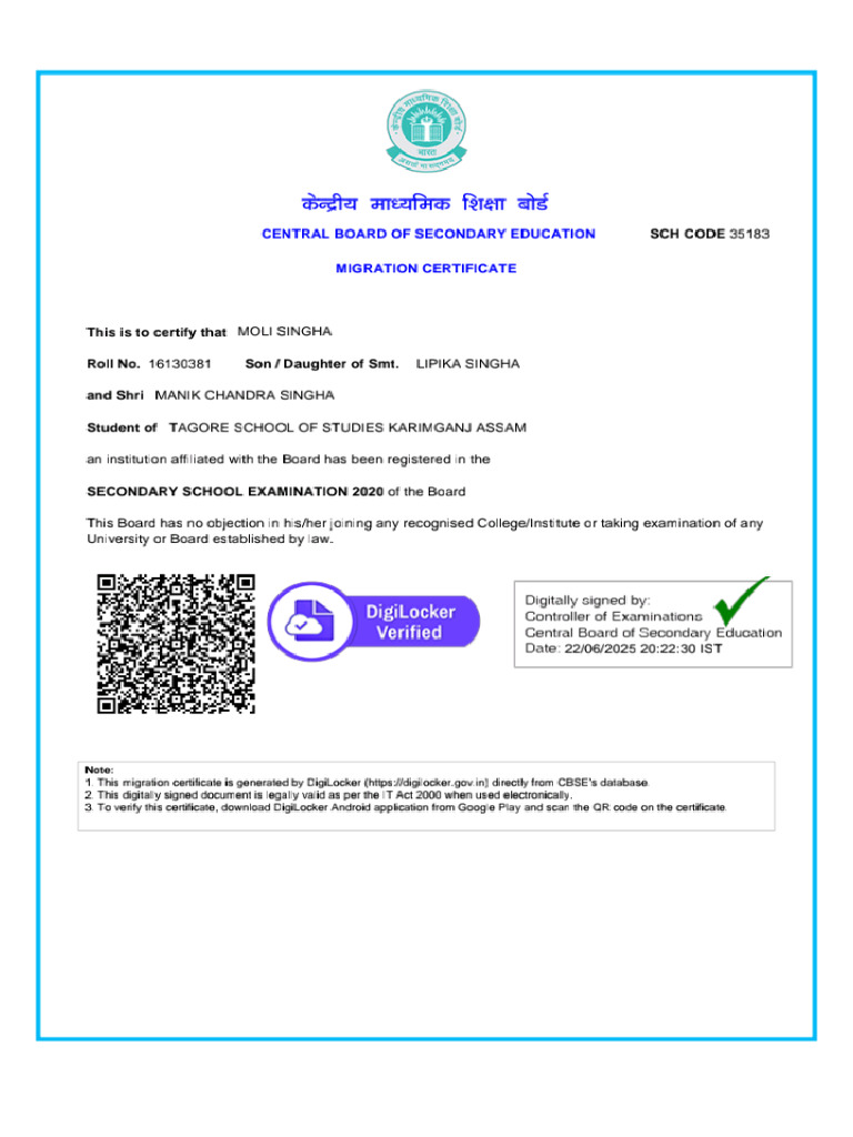 Class X Migration Certificate | PDF