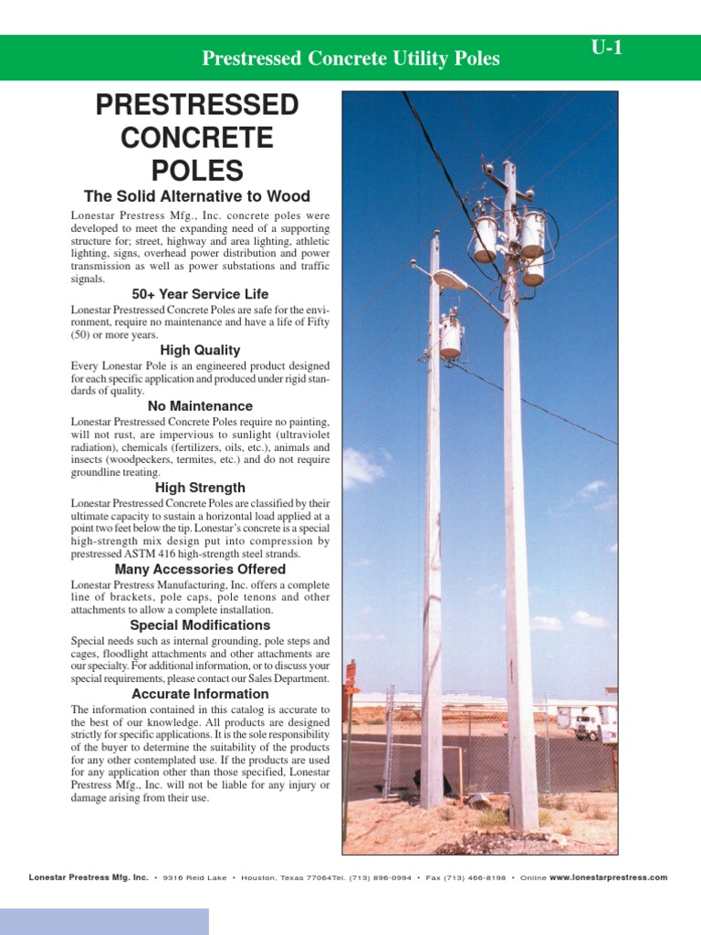 Utility Pole Catalog | PDF | Strength Of Materials | Concrete