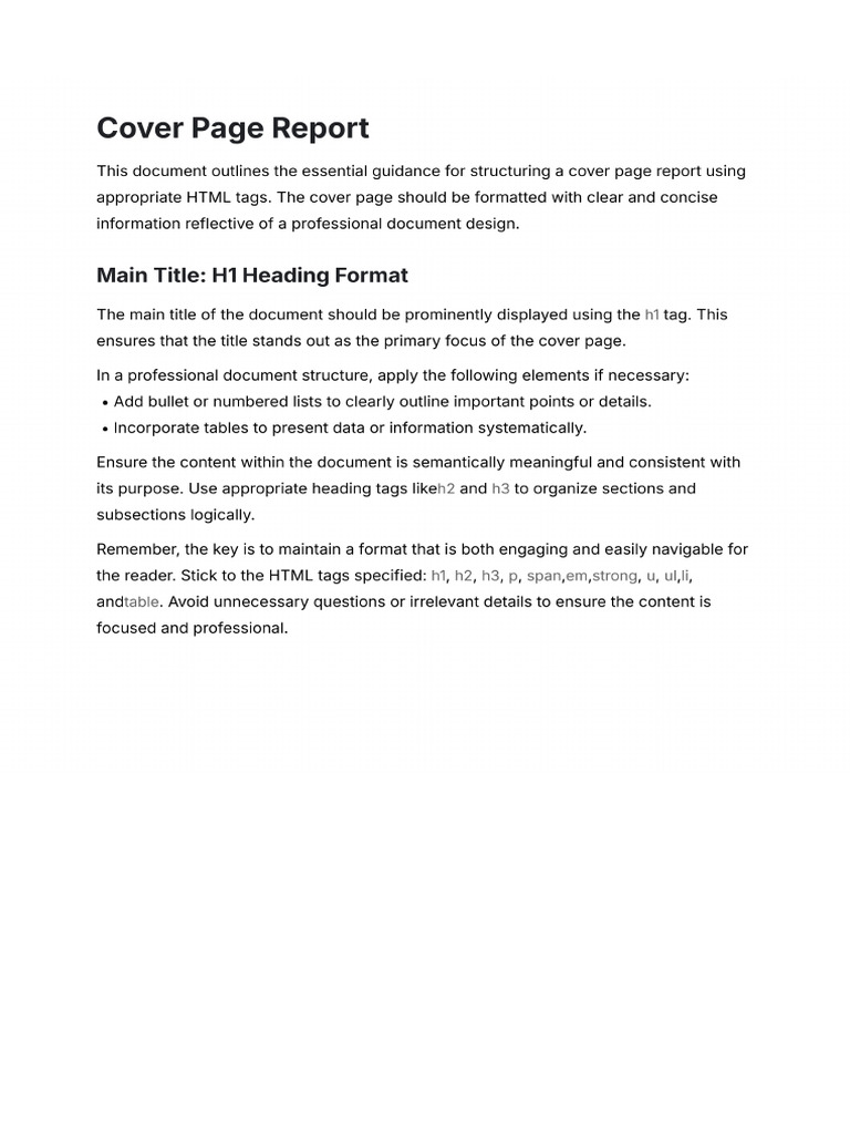 Cover Page Report | PDF