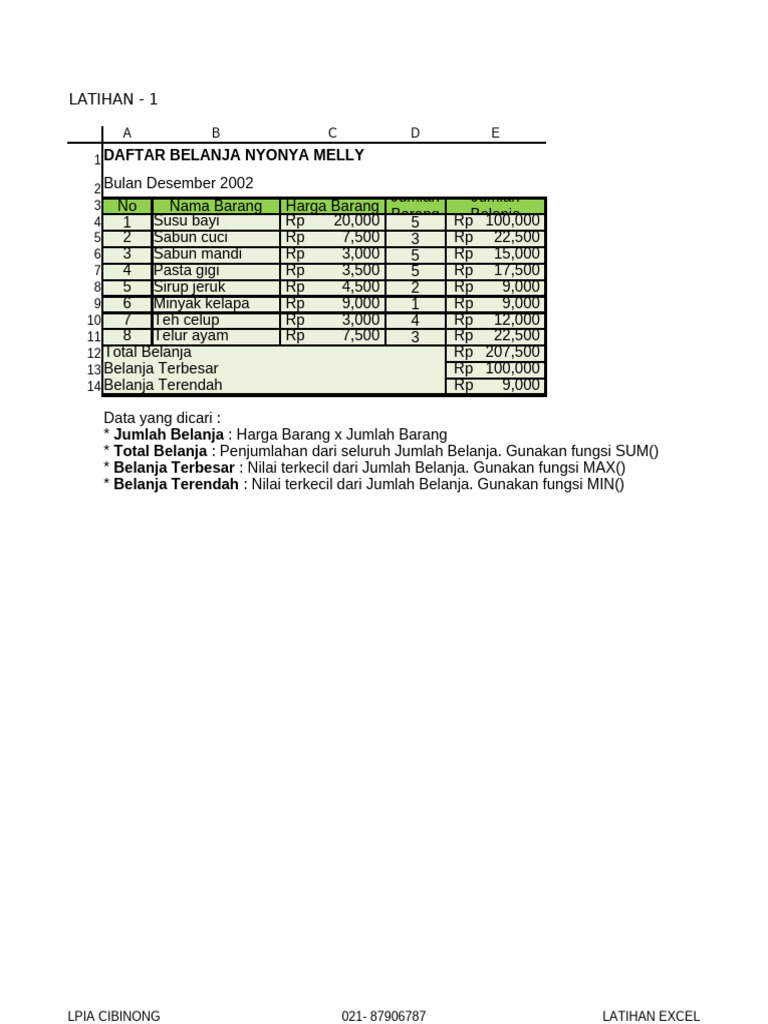 Latihan Soal Excel | PDF