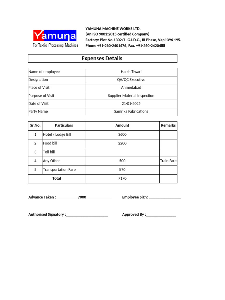 Ahmedabad Expences Details Samrika Fabrications 21-01-2025 | PDF ...