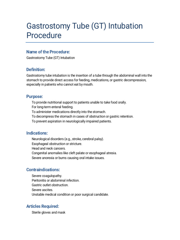 GT Intubation Procedure BSC Nursing | PDF | Clinical Medicine | Medical ...
