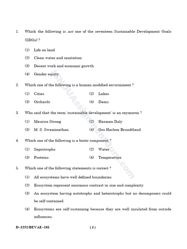 Environmental Studies Quiz Questions | PDF | Waste | Landfill