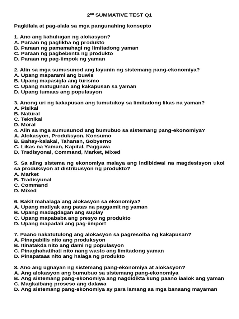 Ap9 2nd Summative Final | PDF