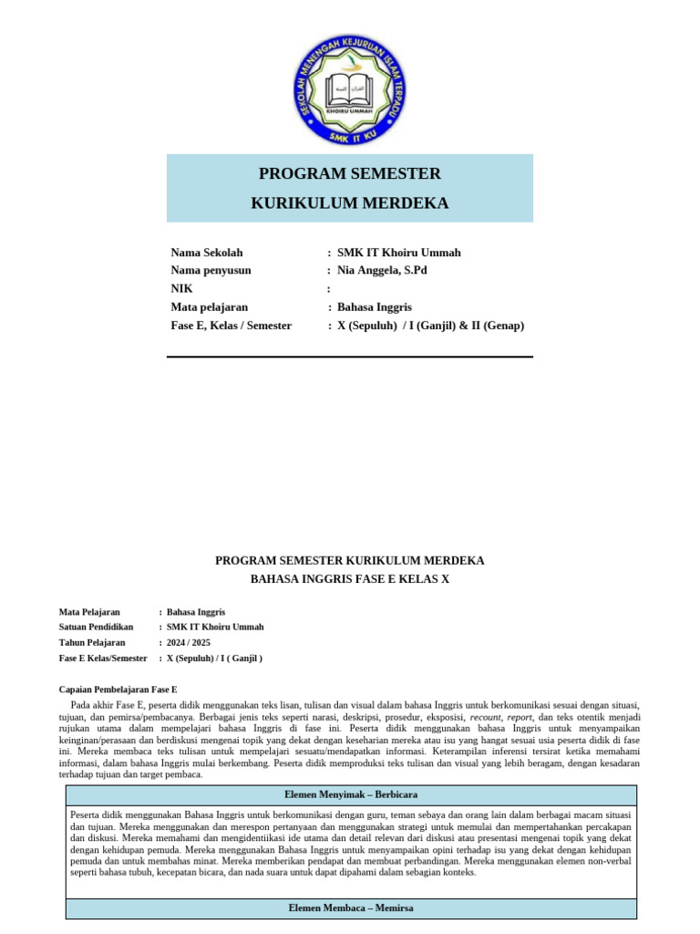 PROMES Kurikulum Merdeka | PDF