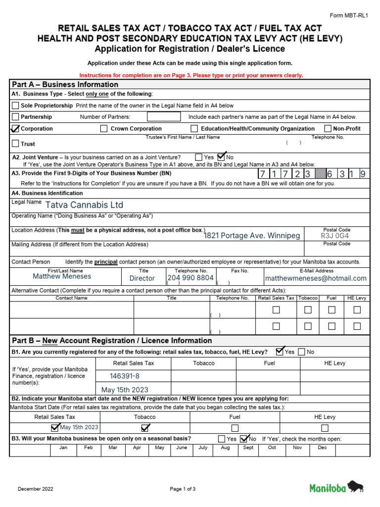 Manitoba PST Registration Guidelines | PDF | Taxes | Sole Proprietorship