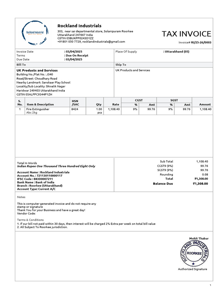 6 Fire Extinguisher Invoice + Certificate | PDF | Taxation | Government ...