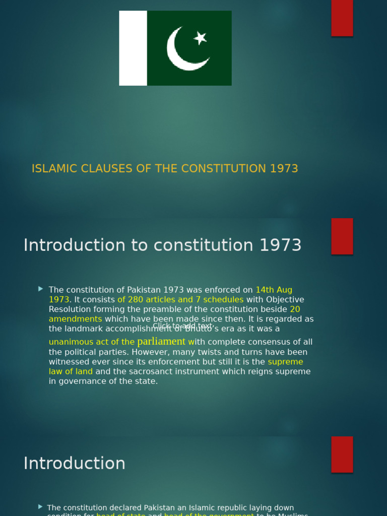 Islamic Provisions in Pakistan's 1973 Constitution | PDF | Constitution ...