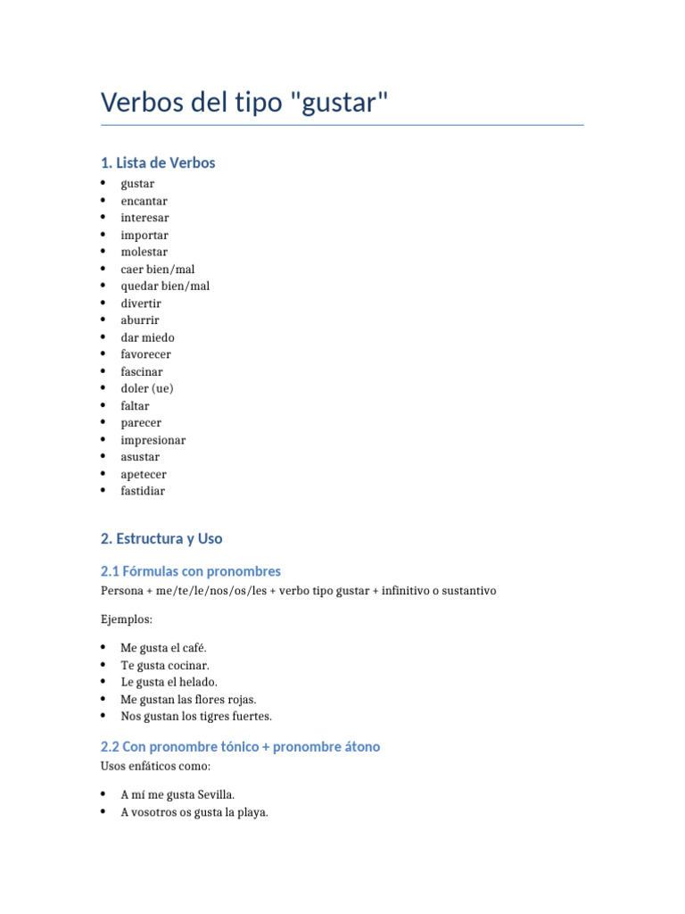 Verbos del tipo "gustar" y su uso | PDF | Unidades Semánticas | Morfología