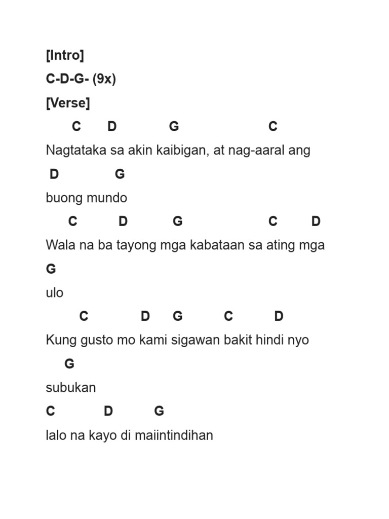 Awit NG Kabataan Ukulele Chords | PDF