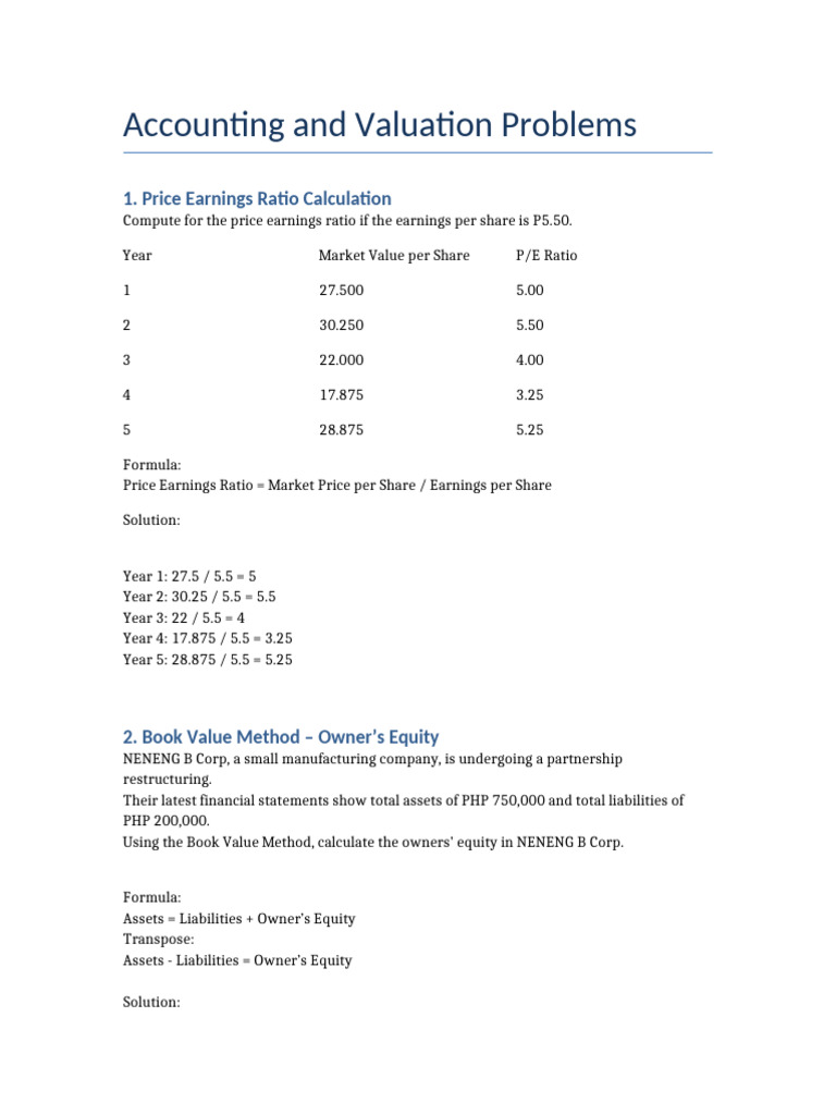 ABC Earnings App: Valuation Methods | PDF | Earnings Per Share | Book Value