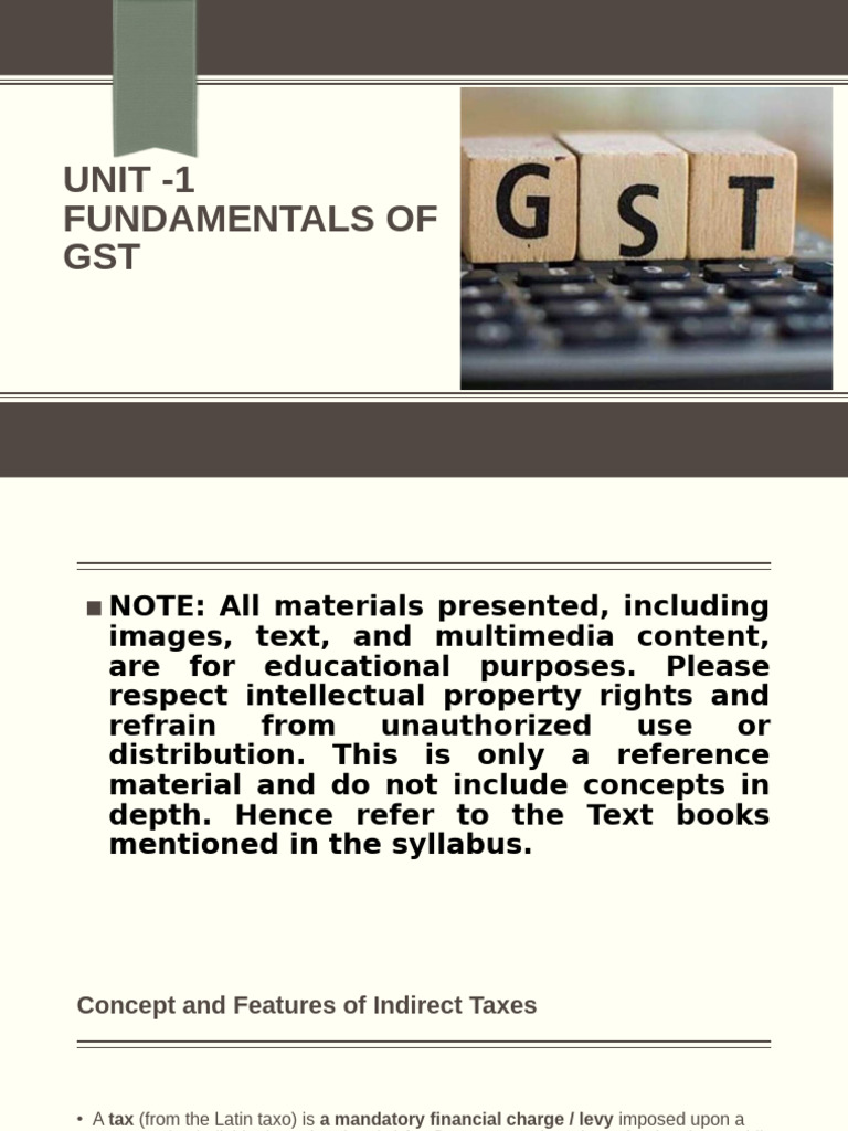 GST Fundamentals Overview | PDF | Taxes | Indirect Tax