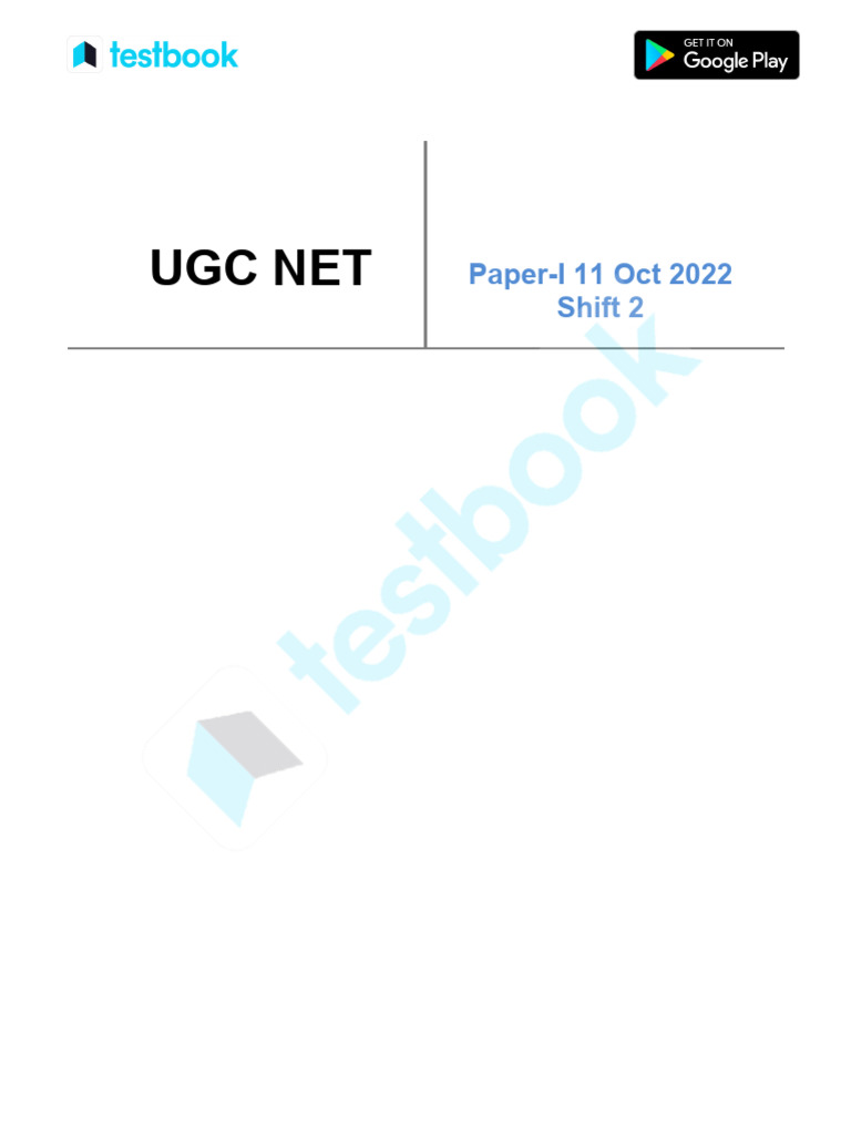 UGC NET Paper 1 Held On 11 Oct 2022 Shift 2 (English) | PDF ...