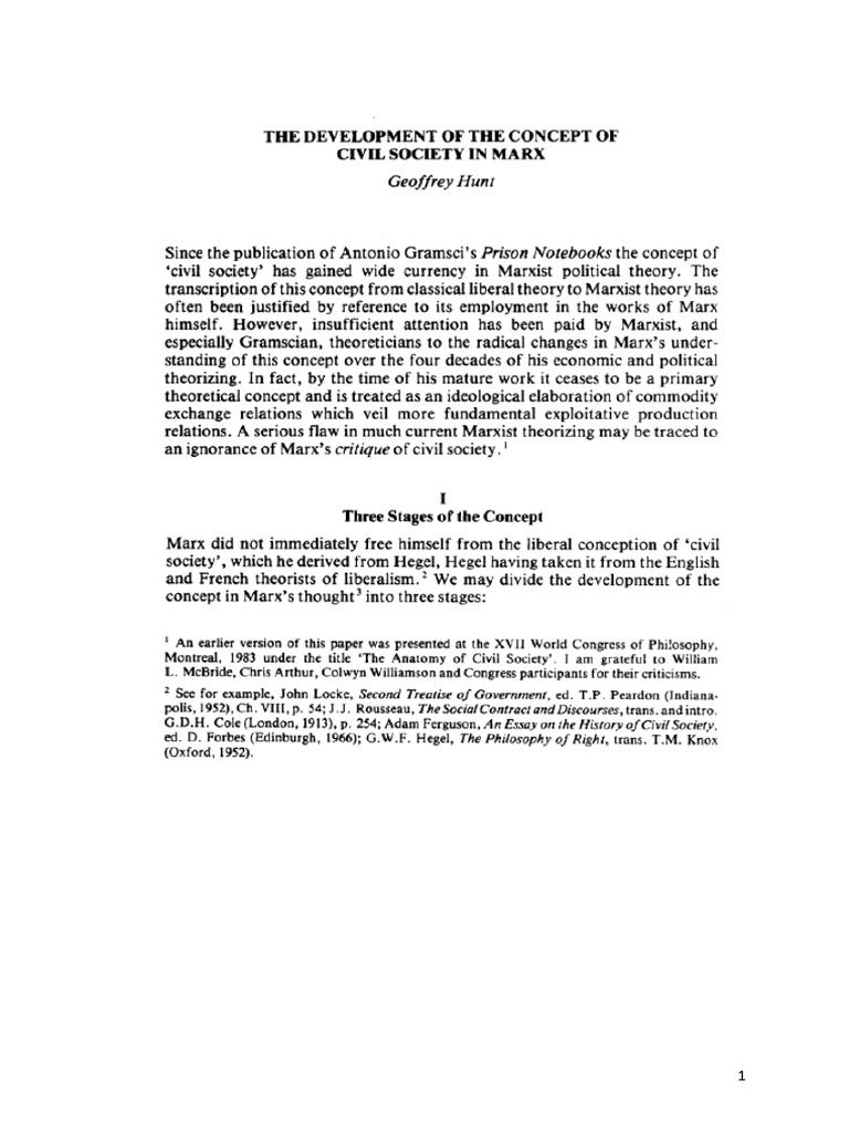Geoffrey Hunt - Marx & Civil Society | PDF