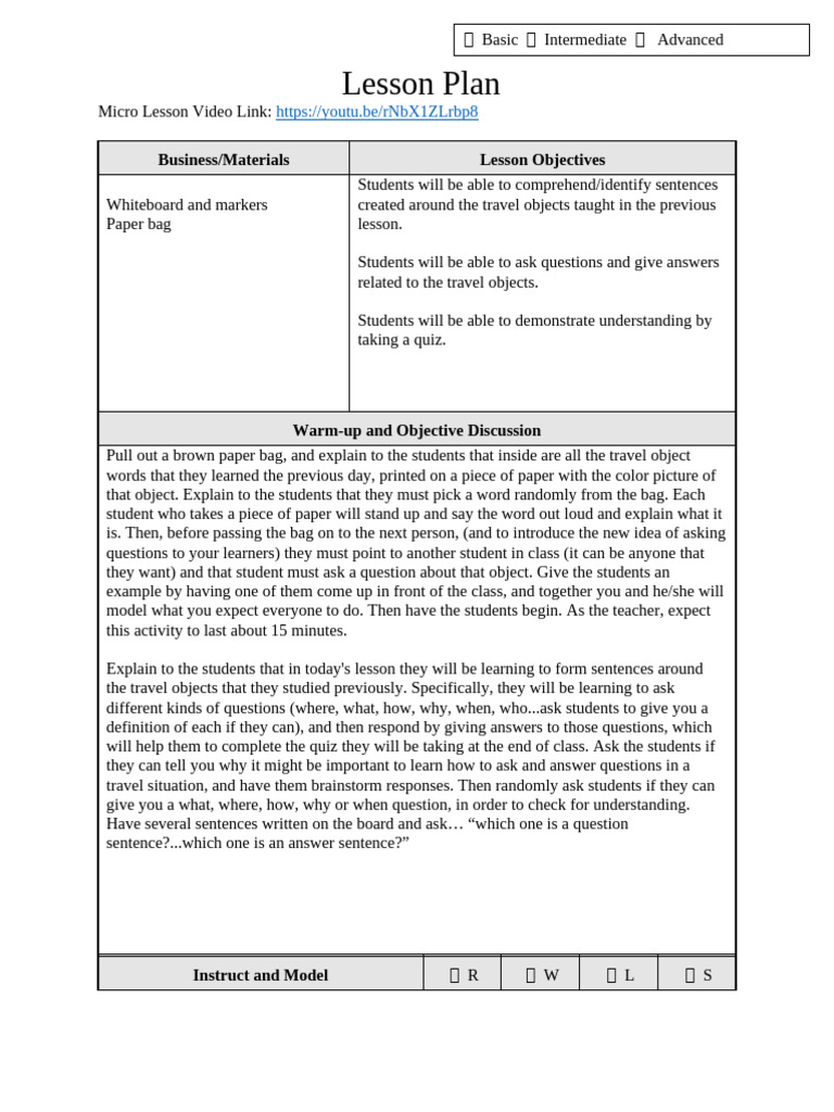 7 Capstone One Lesson Plan | PDF | Question | Lesson Plan