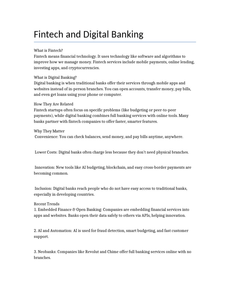 Fintech and Digital Banking | PDF