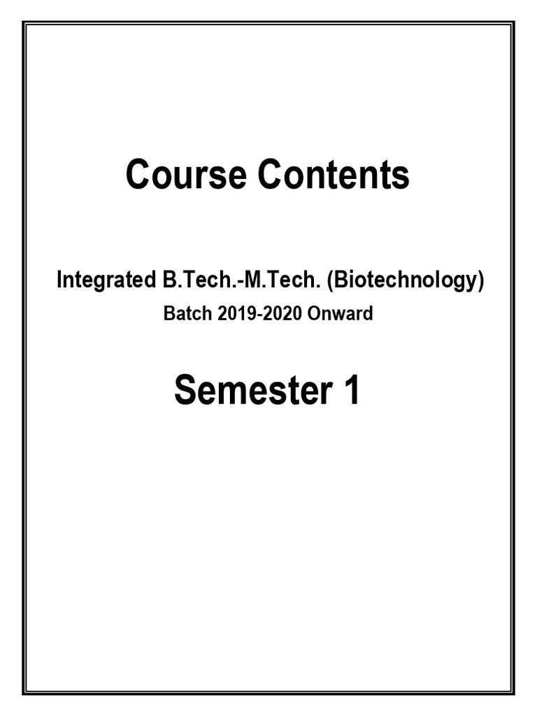 Course Content - Integrated - BTech-MTech - ALL SEMSETRS | PDF ...