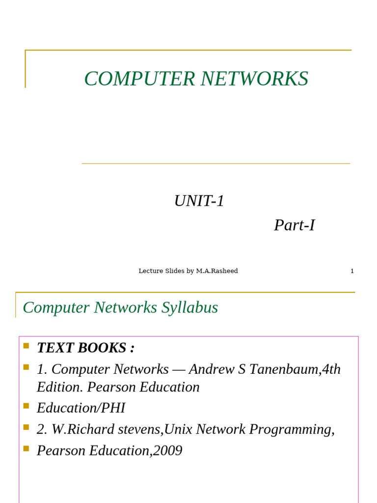 COMPUTER NETWORKS Unit 1 Part 1 | PDF | Computer Network | Internet Protocol Suite