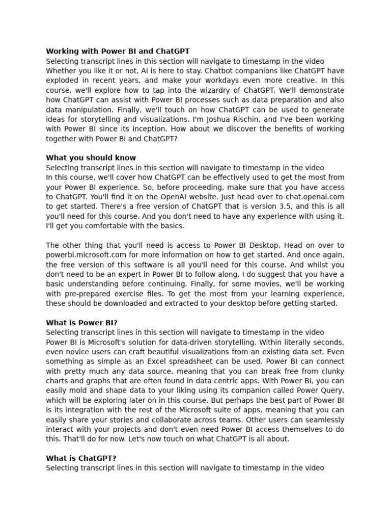 Working With Power BI and ChatGPT MODULE 1 | PDF | Computing