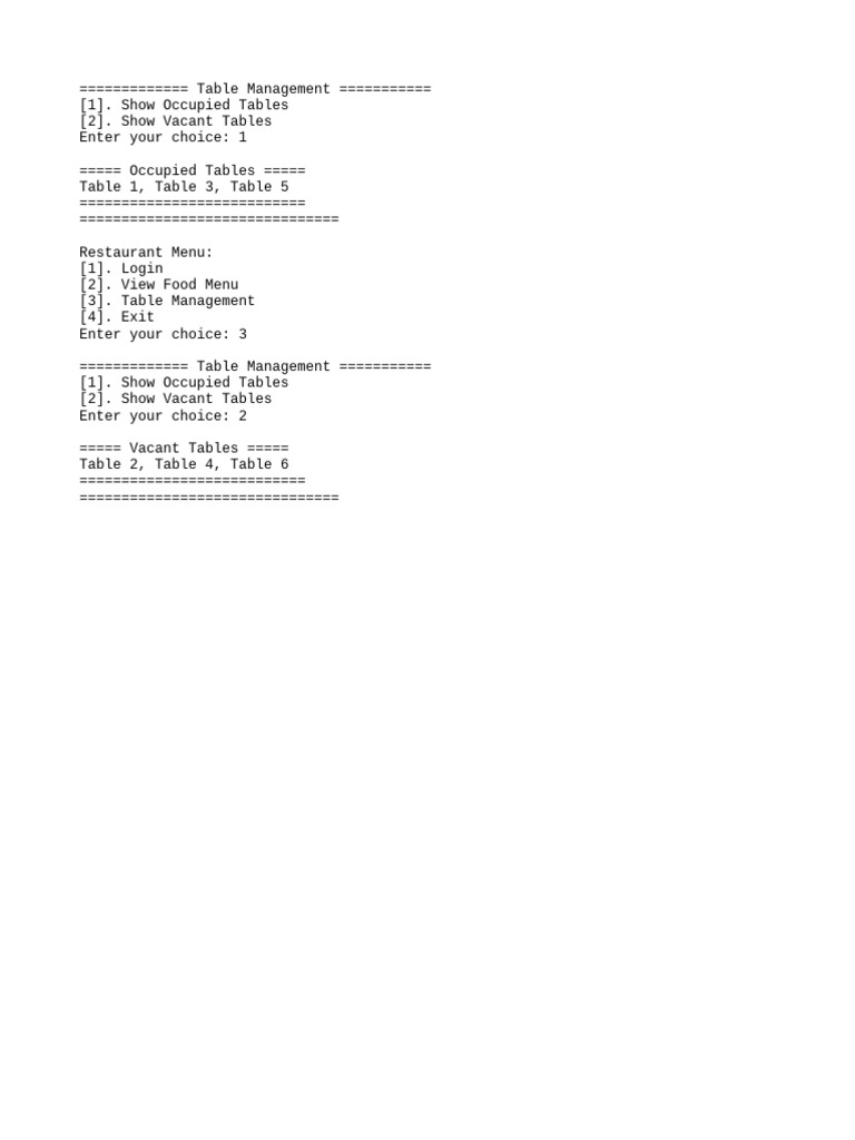 Restaurant Table Management System | PDF