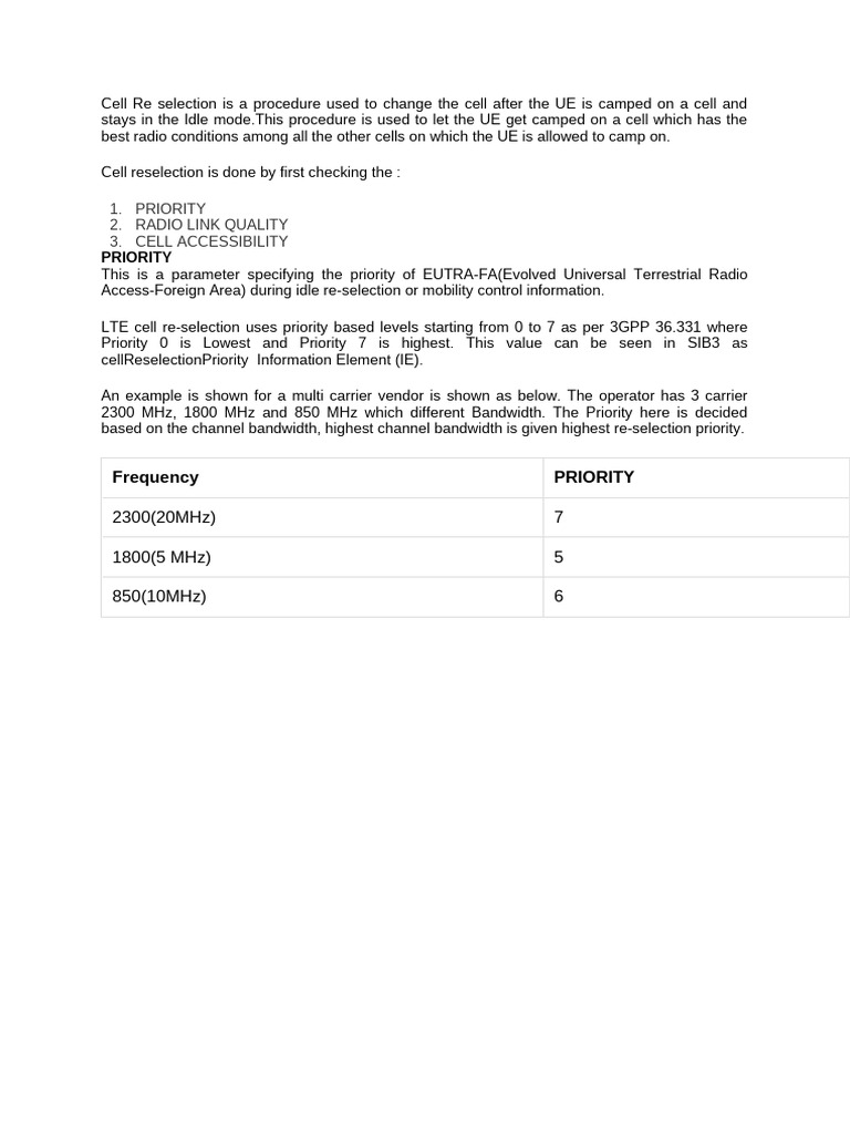 Cell Re Selection Is A Procedure Used To Change The Cell After The UE ...