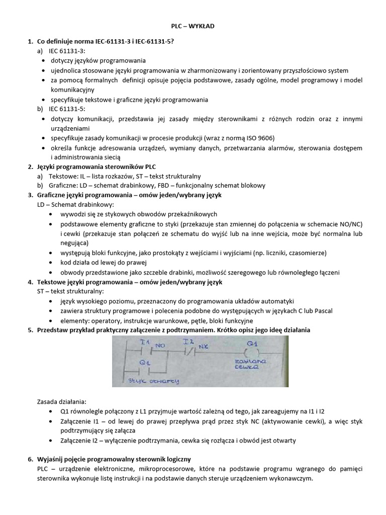 PLC Zaliczenie | PDF