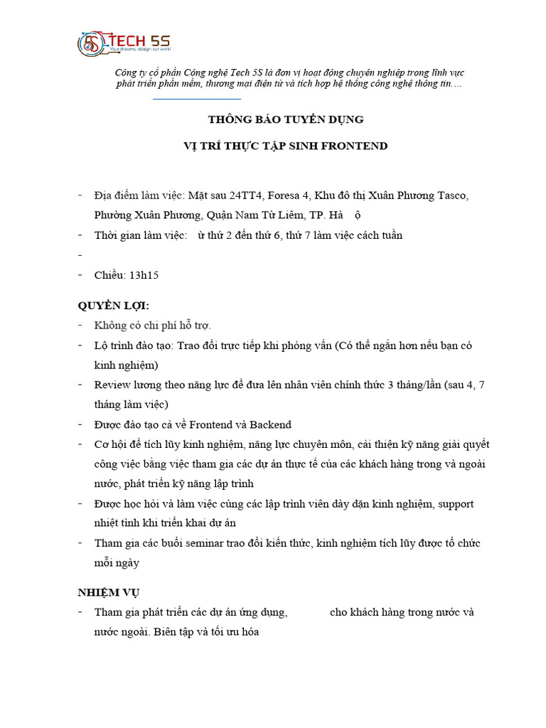 Tech 5s - JD Tts Frontend | PDF