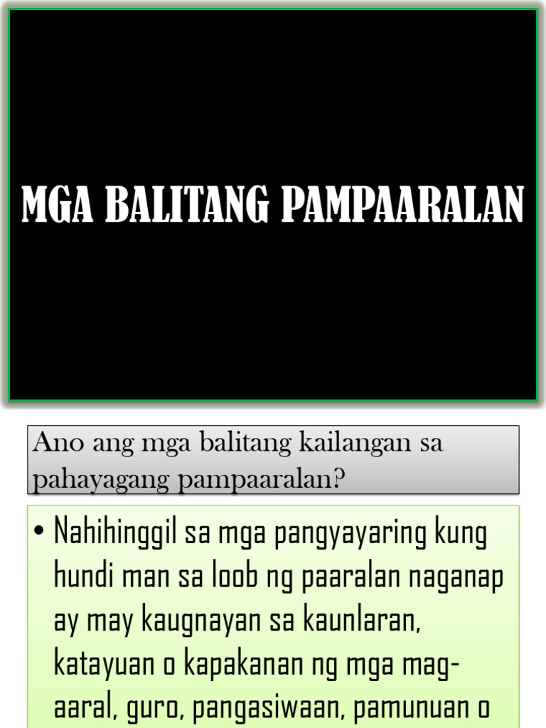 Mga Balitang Pampaaralan | PDF