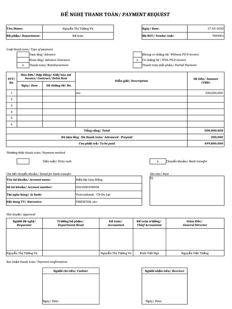 Template Payment Request | PDF