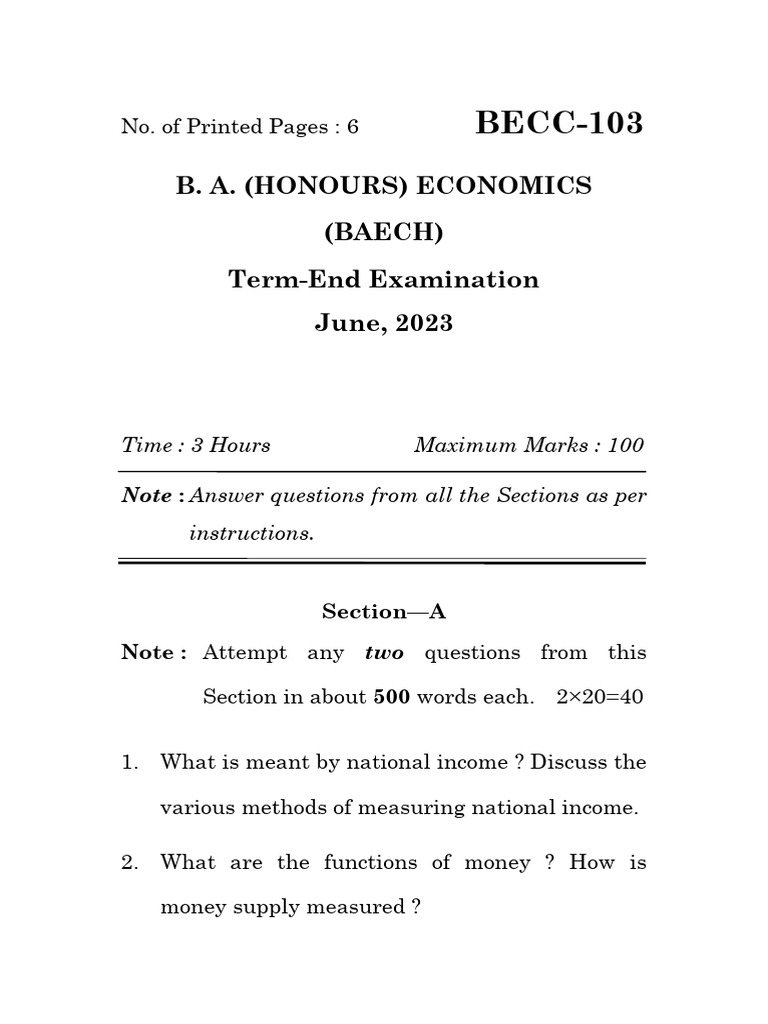 BECC-103 (2) Merged Removed | PDF | Macroeconomics | Economics