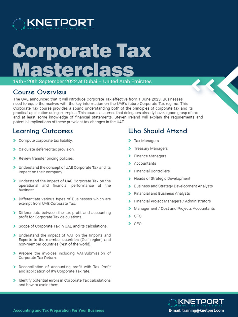 UAE Corporate Tax Masterclass Overview | PDF | Corporate Tax | Taxes
