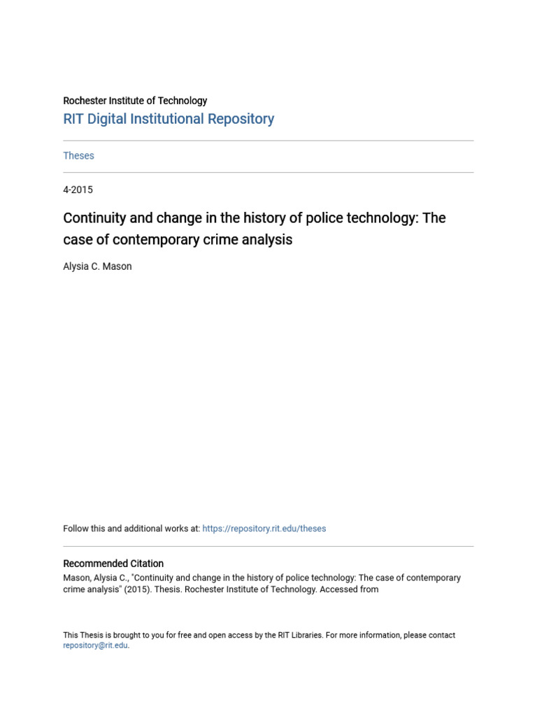 Continuity and Change in The History of Police Technology - The CA ...