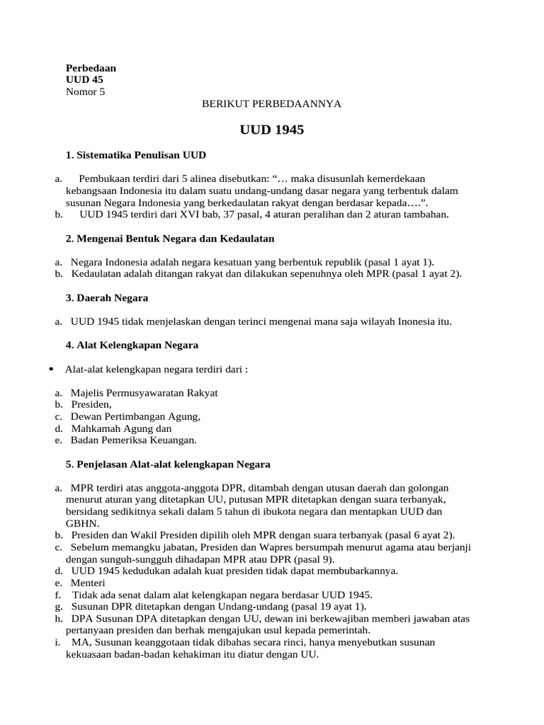 Perbandingan UUD 1945, RIS, dan UUDS 1950 | PDF