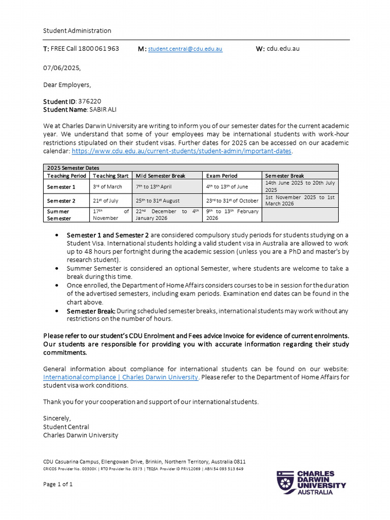 CDU 2025 Semester Dates Overview | PDF | Academic Term | Higher Education
