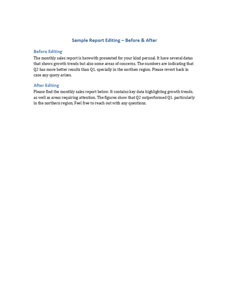 Monthly Sales Report: Before & After | PDF