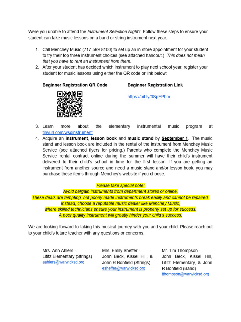 Music Lessons Enrollment Guide | PDF | Musical Instruments | Saxophone