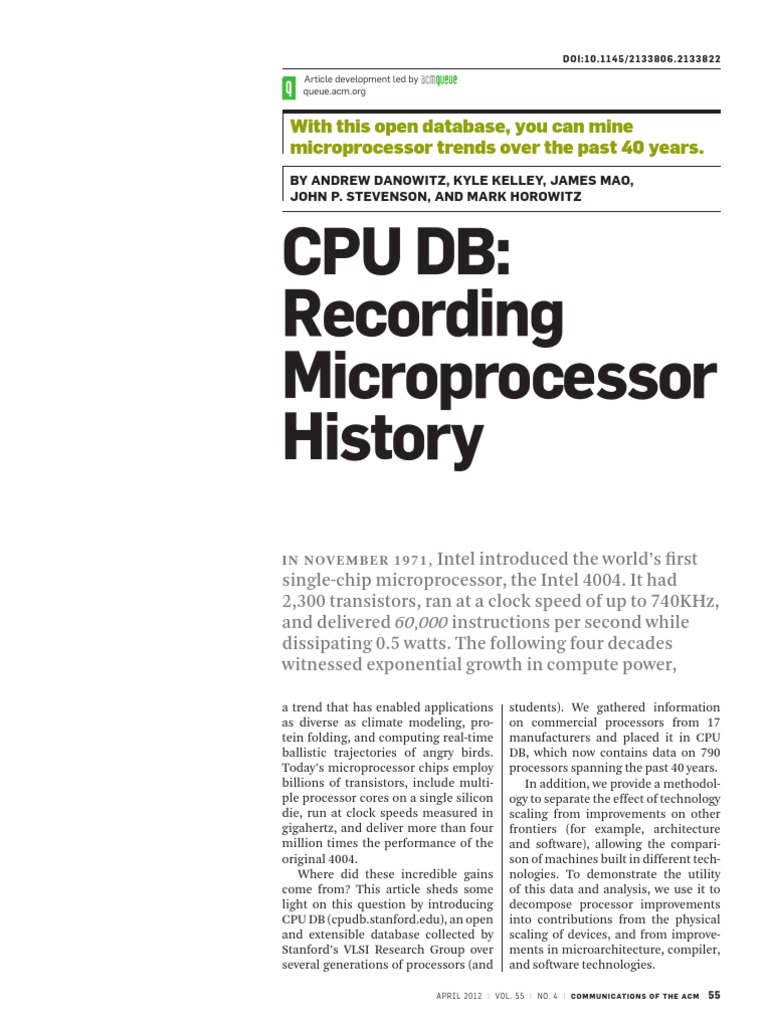 Cpu DB: Recording Microprocessor History | PDF | Central Processing Unit | Cpu Cache