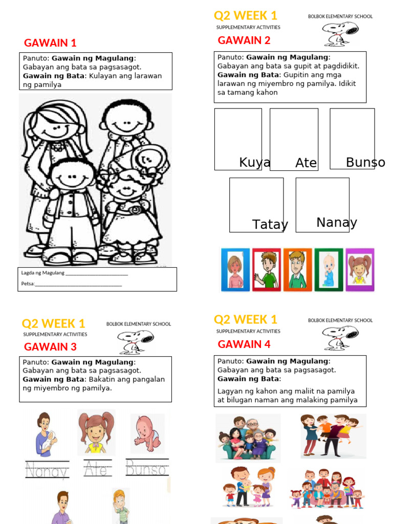 Kindergarten Q2-Week 1 Supplementary Activities | PDF