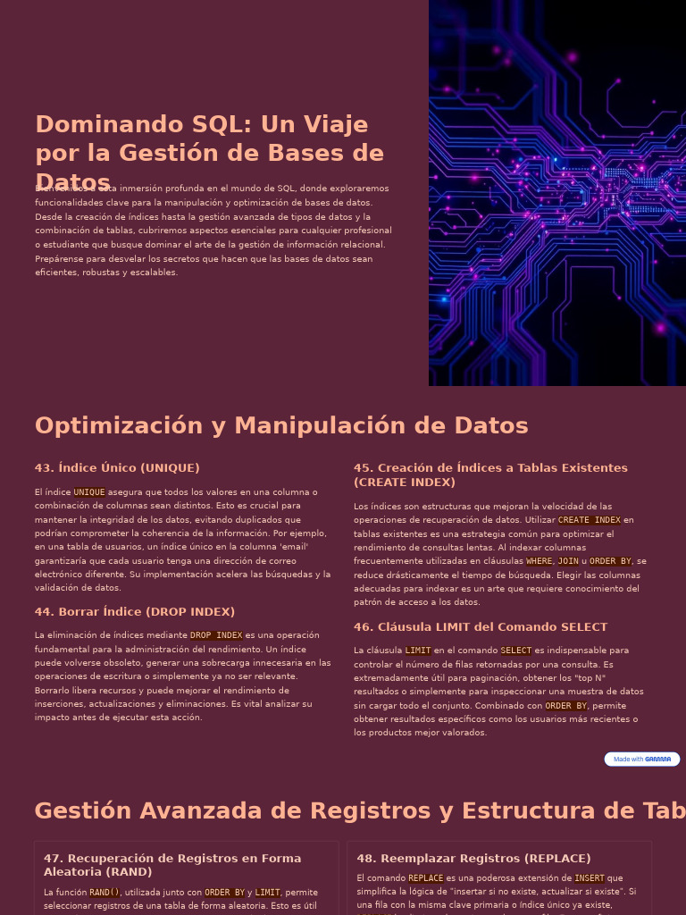 Dominando SQL Un Viaje Por La Gestion de Bases de Datos | PDF | SQL | Base de datos relacional