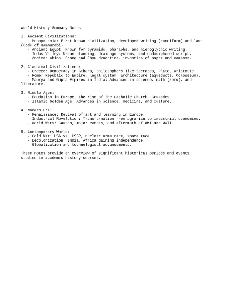 History Cheatsheet | PDF
