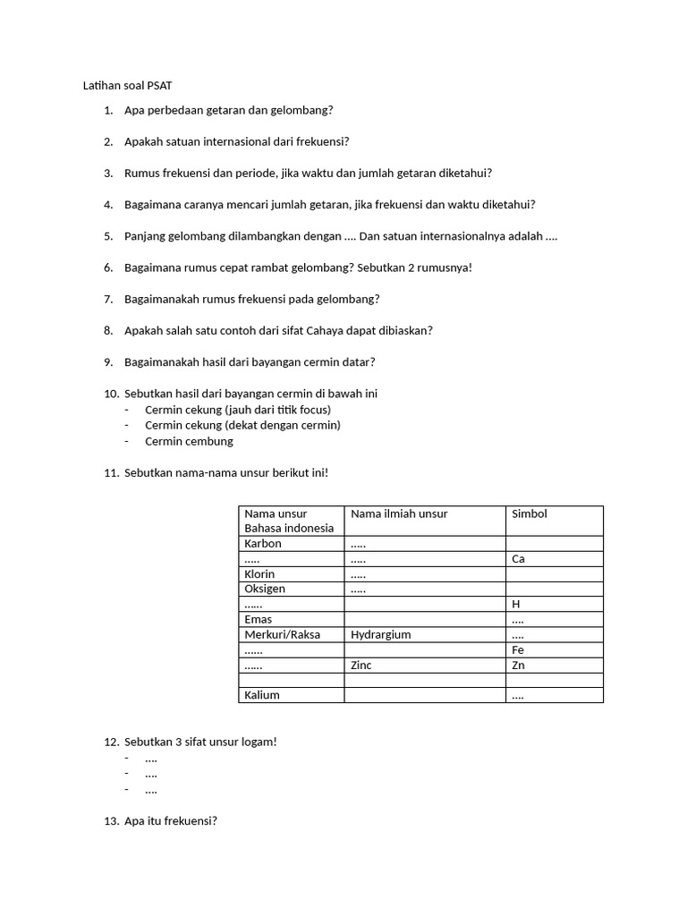 Latihan Soal PSAT | PDF
