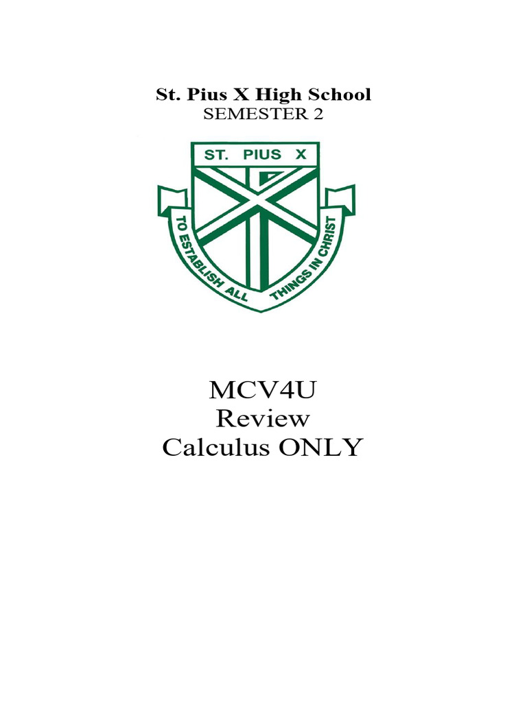 MCV4U Calculus Practice Exam | PDF | Slope | Derivative