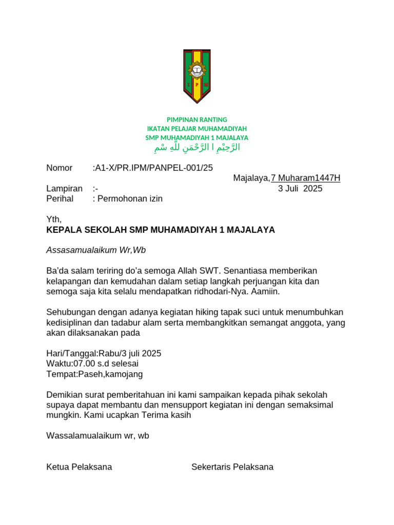 Contoh Surat Permohonan Izin Ipm (Final) | PDF