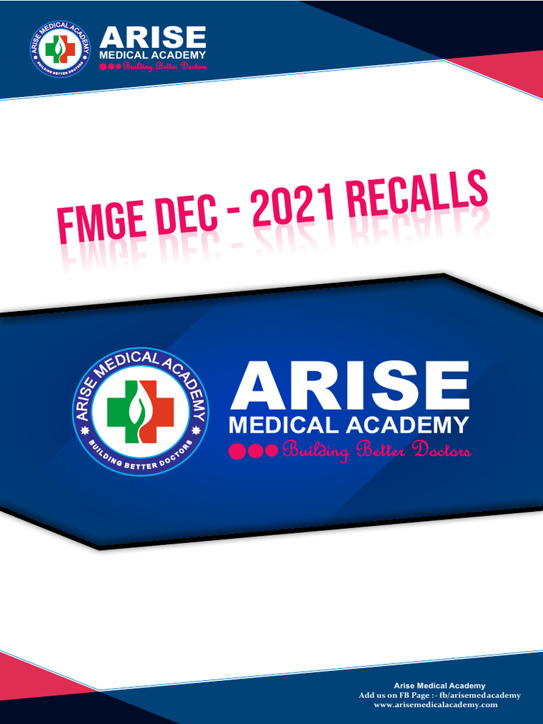 FMGE Recall Questions by Arise Academy | PDF
