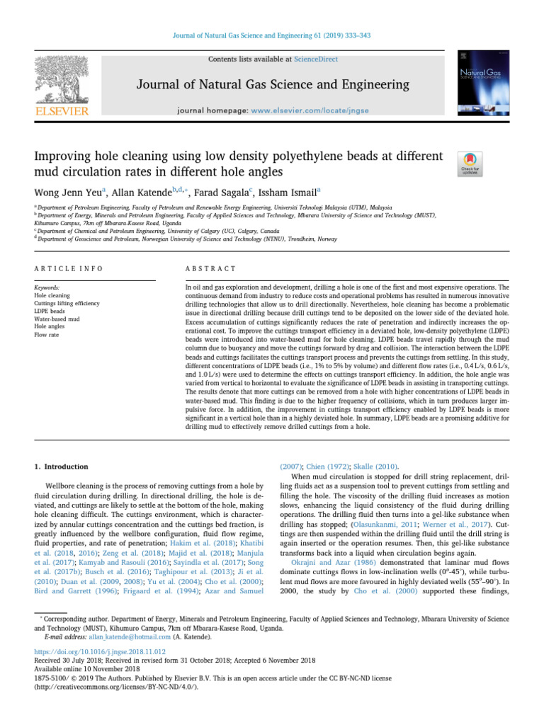 Enhancing Hole Cleaning with LDPE Beads | PDF | Lift (Force) | Polyethylene
